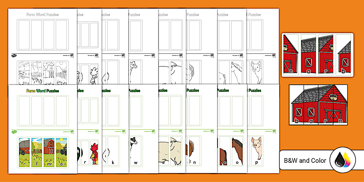 Farm Word Puzzles | Prekindergarten Resource | Twinkl USA