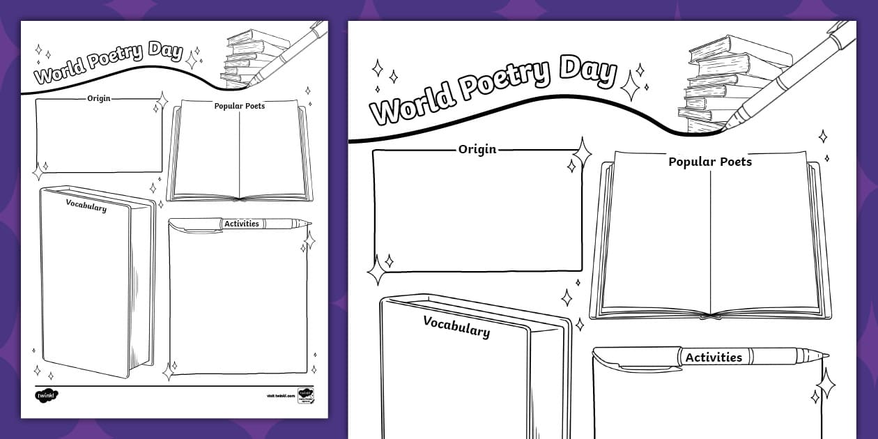 World Poetry Day Doodle Organizer for 3rd-5th Grade - Twinkl
