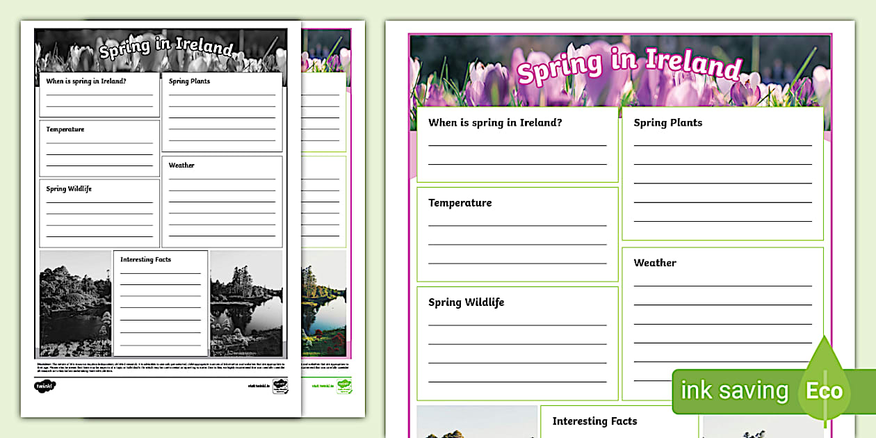 Spring in Ireland Fact File Template (teacher made) - Twinkl