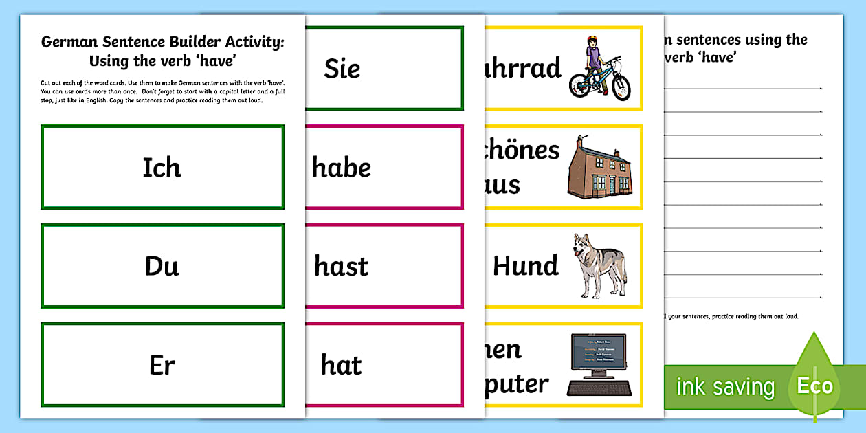 Verb Have Sentence Builder Activity (teacher made) - Twinkl
