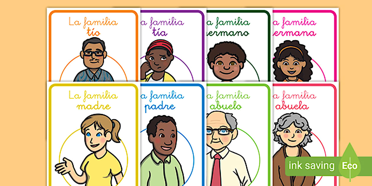 Tarjetas de vocabulario - Mi familia (teacher made) - Twinkl