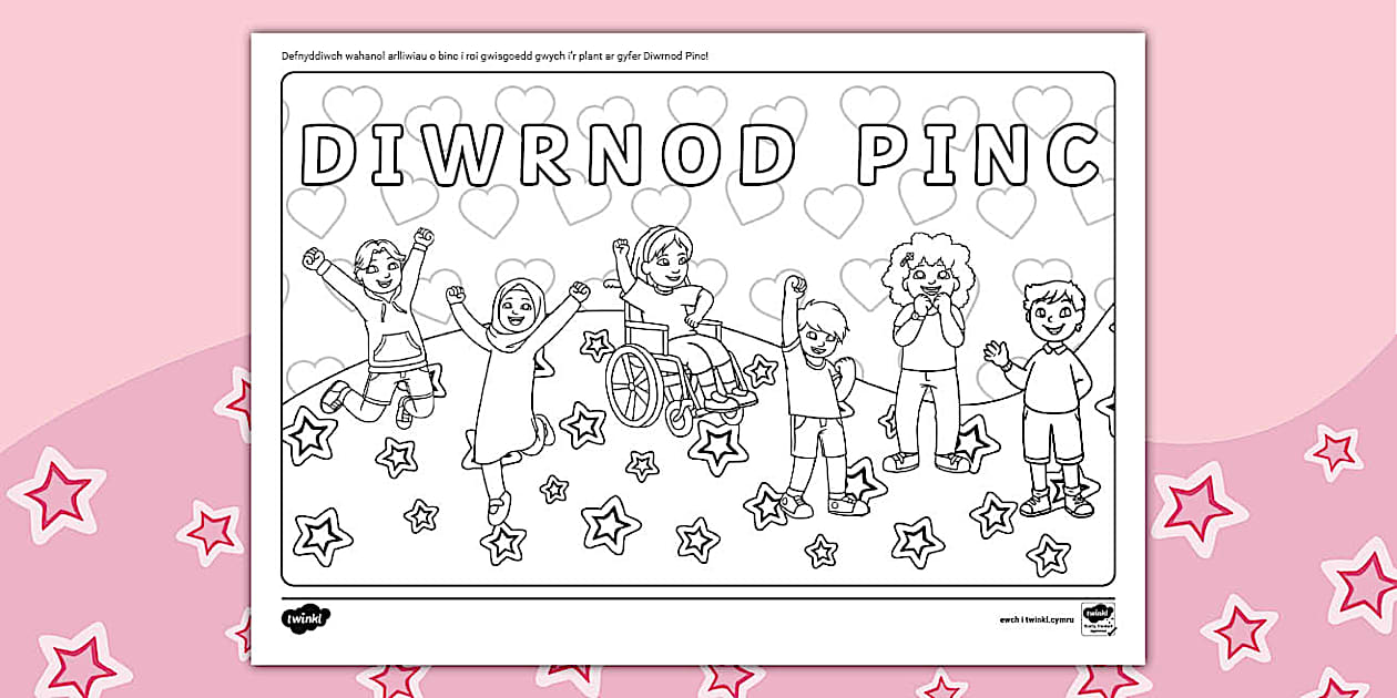 Gweithgareddau Lliwio Diwrnod Pinc (teacher made) - Twinkl