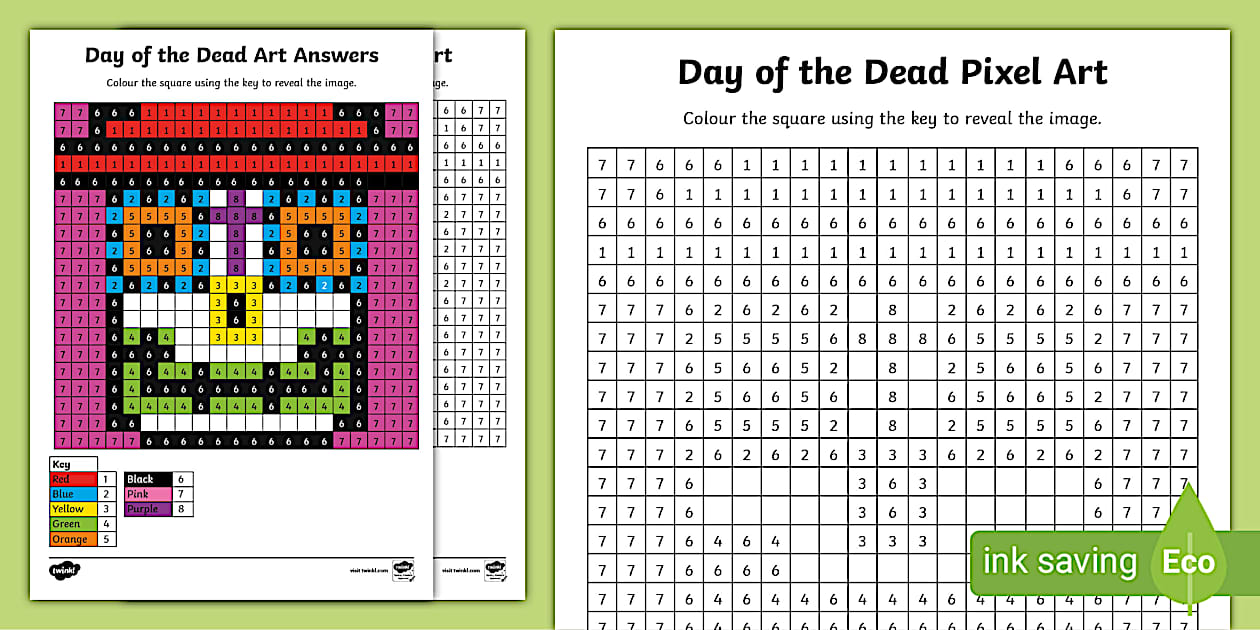 Day of the Dead Pixel Art Template (Teacher-Made) - Twinkl