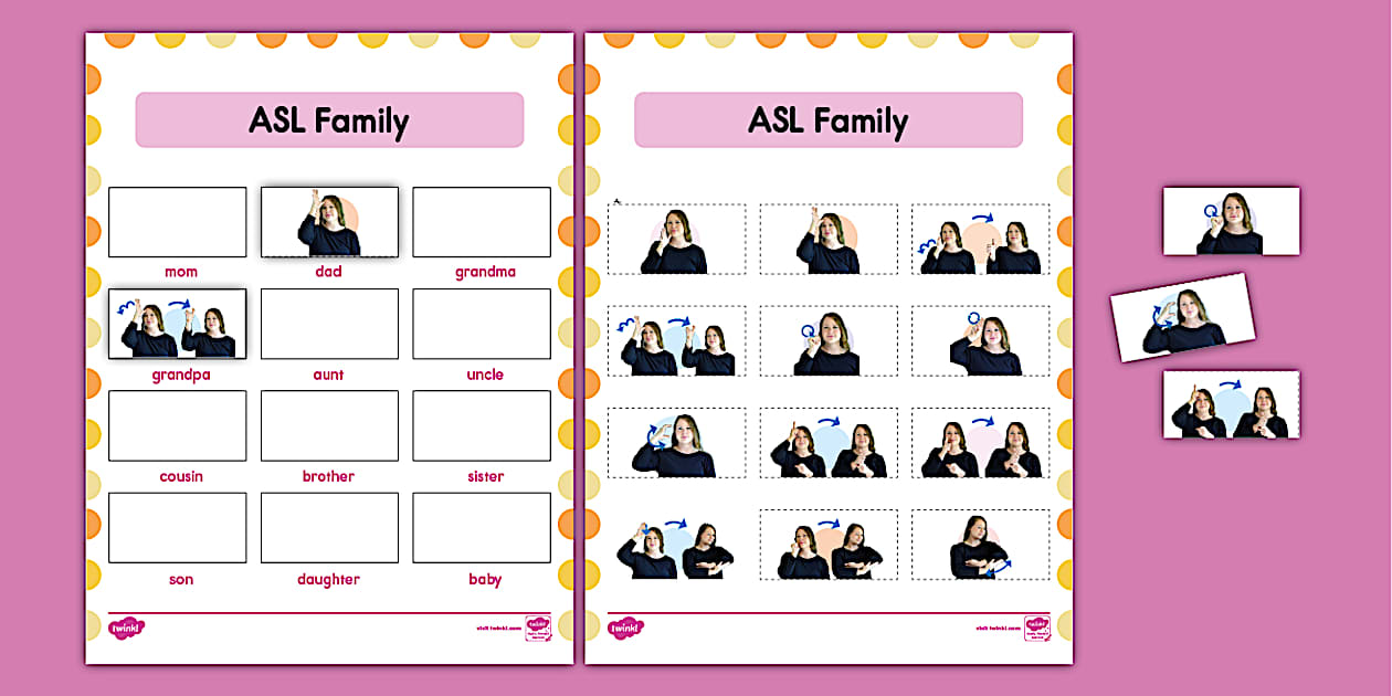 ASL Family Cut and Paste Worksheet (teacher made) - Twinkl