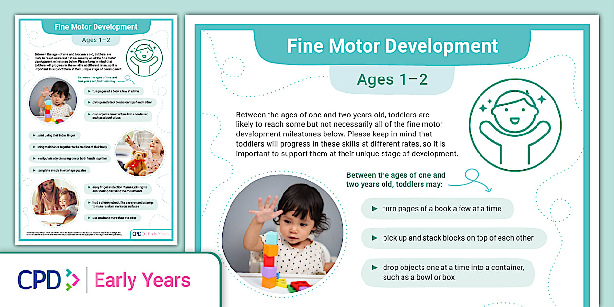 Fine Motor Milestones Ages 1–2 (Poster) (teacher made)