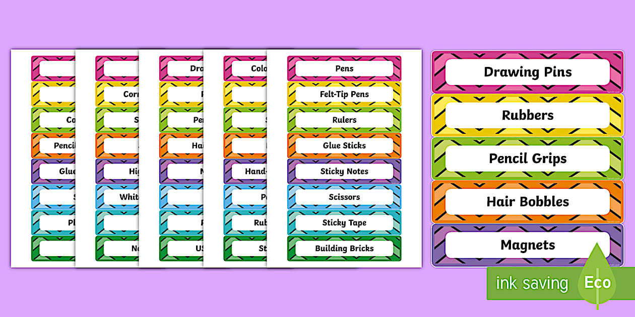 Editable Zig-Zag Themed Teacher Tray Labels - Twinkl
