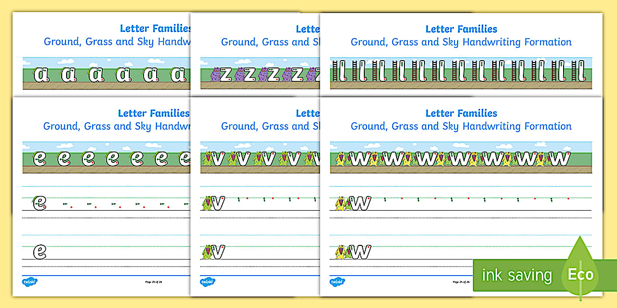 VIC Letter Families Ground, Grass and Sky Handwriting Formation Landscape