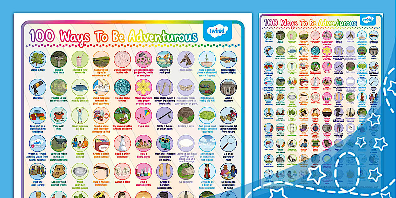 100 Ways to Be Adventurous (teacher made) - Twinkl