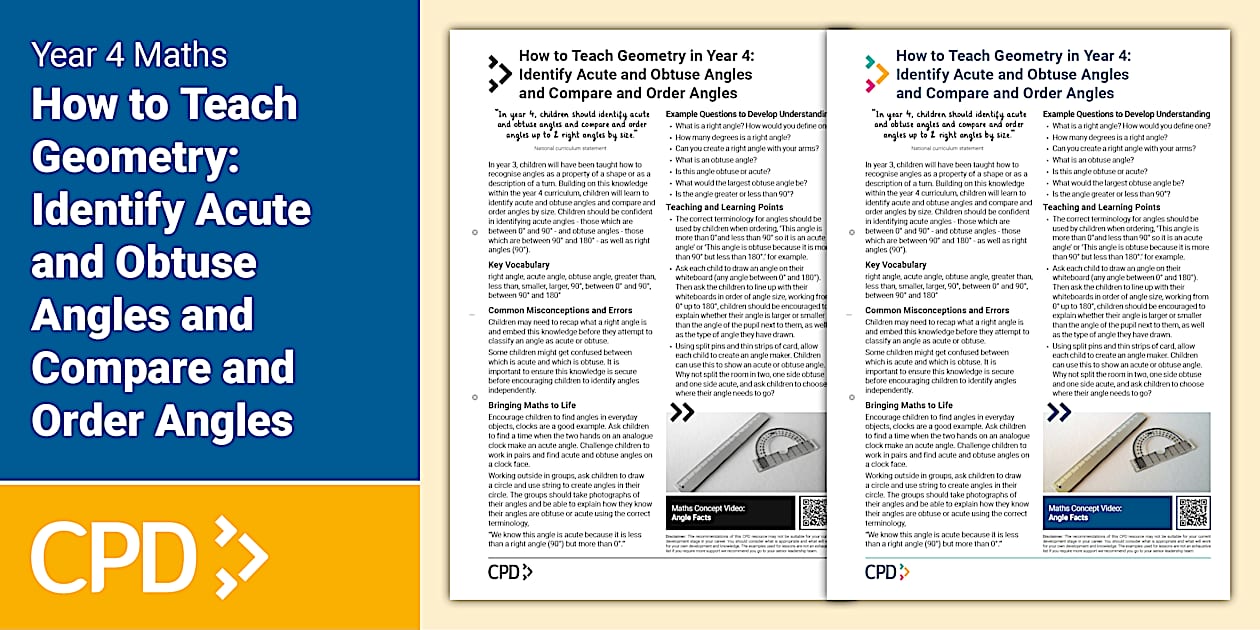 How to Teach Geometry in Year 4: Identify Acute and Obtuse Angles and ...