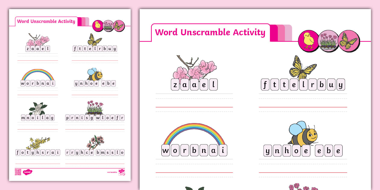10 Teacher I Am Done ⅼ Spring Word Unscramble Activity
