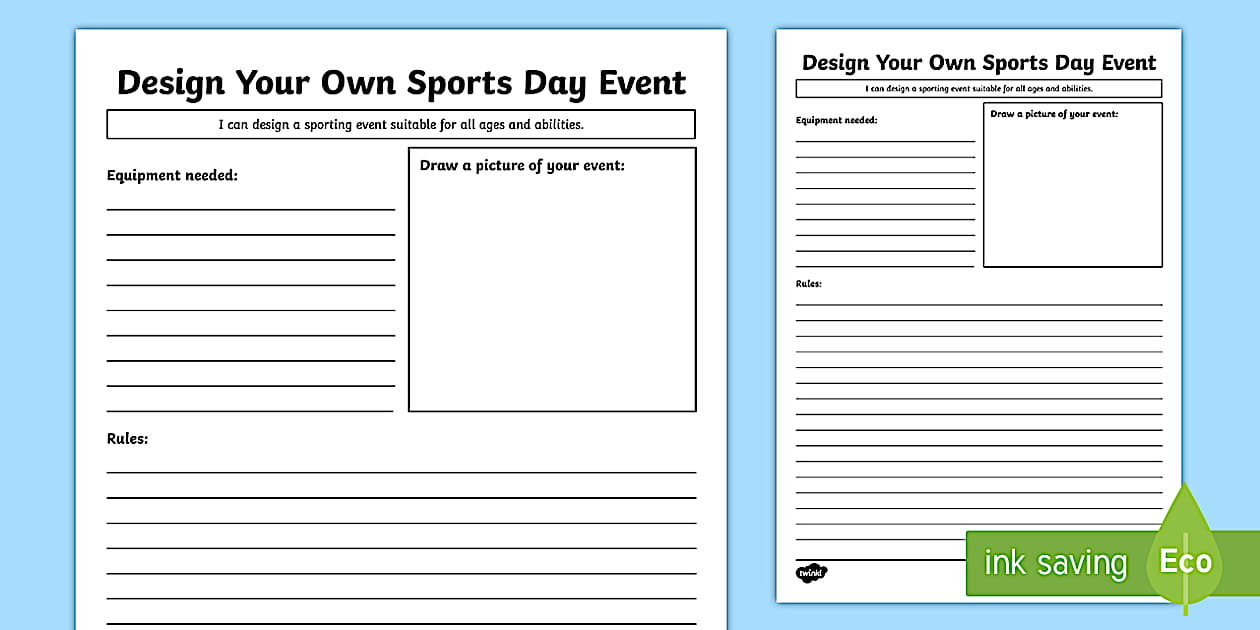 Design Your Own Sports Day Event Worksheet (teacher made)