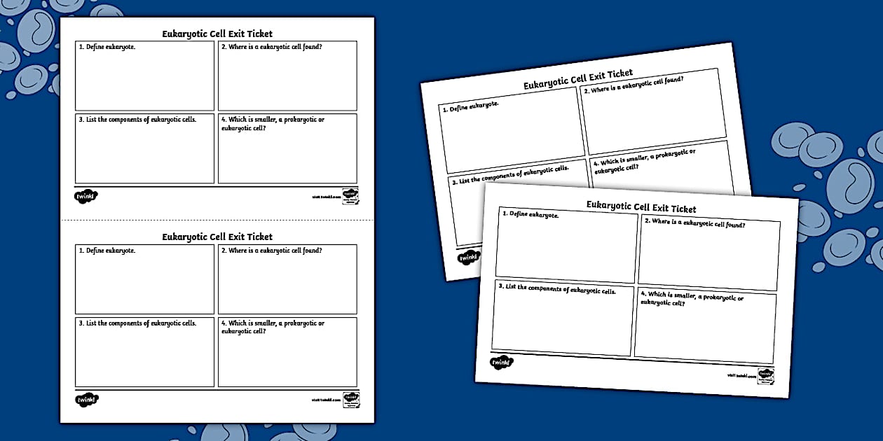 Eukaryotic Cells Exit Ticket for 6th-8th Grade - Twinkl