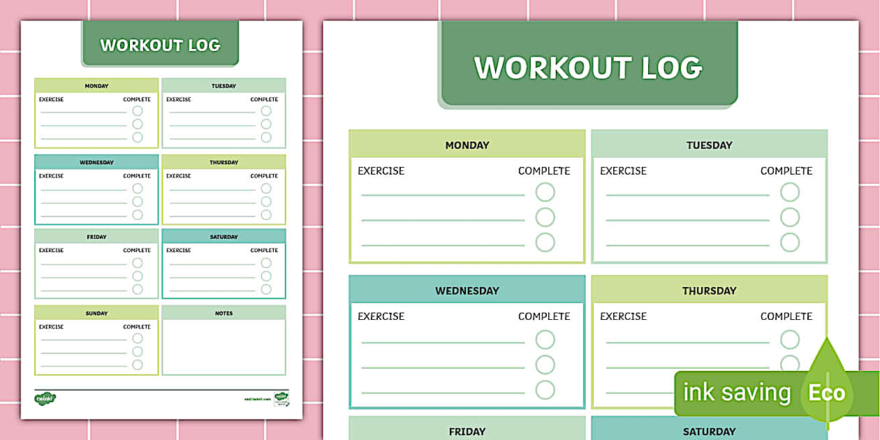 Simple Weekly Workout Log | Twinkl Busy Bees (teacher made)