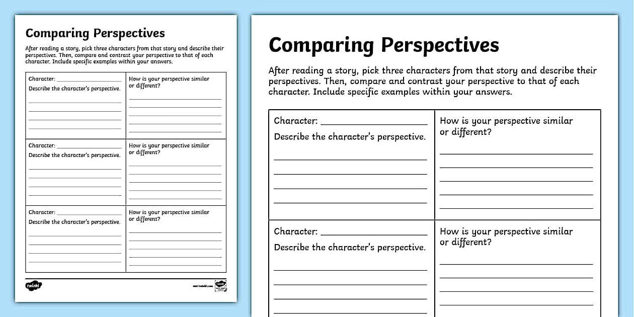 Comparing Perspectives Worksheet - Twinkl
