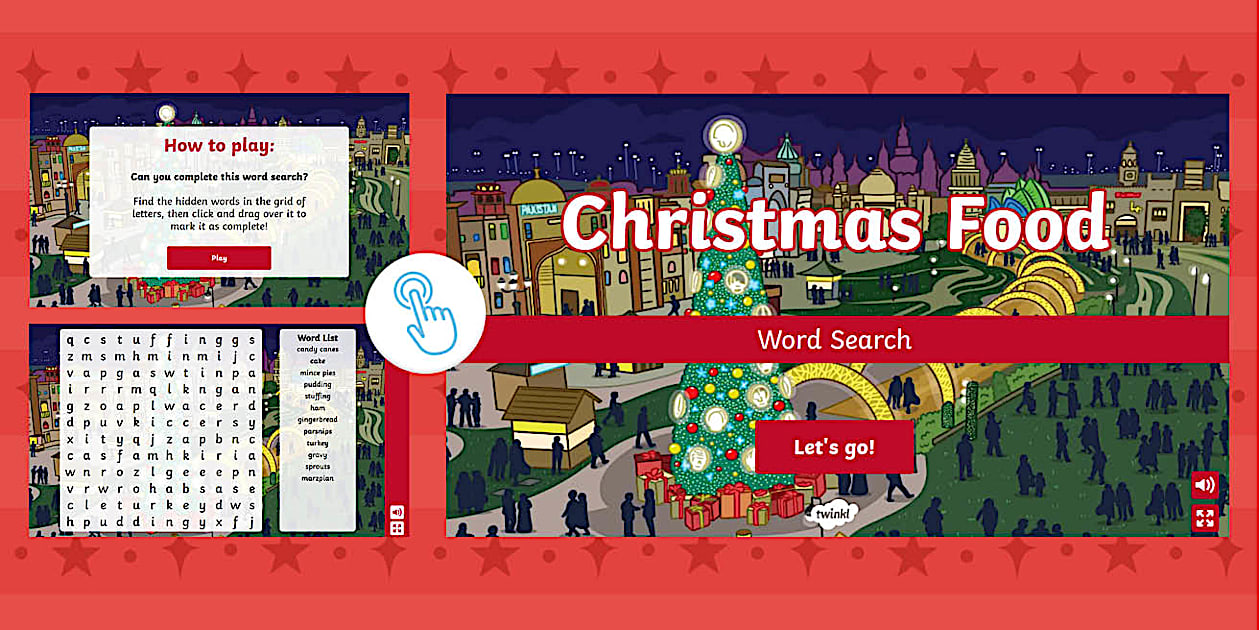 Christmas Food Find the Answer Interactive Word Search