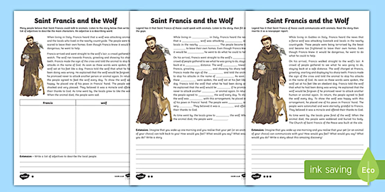 Editable Saint Francis of Assisi Writing Activity - Twinkl