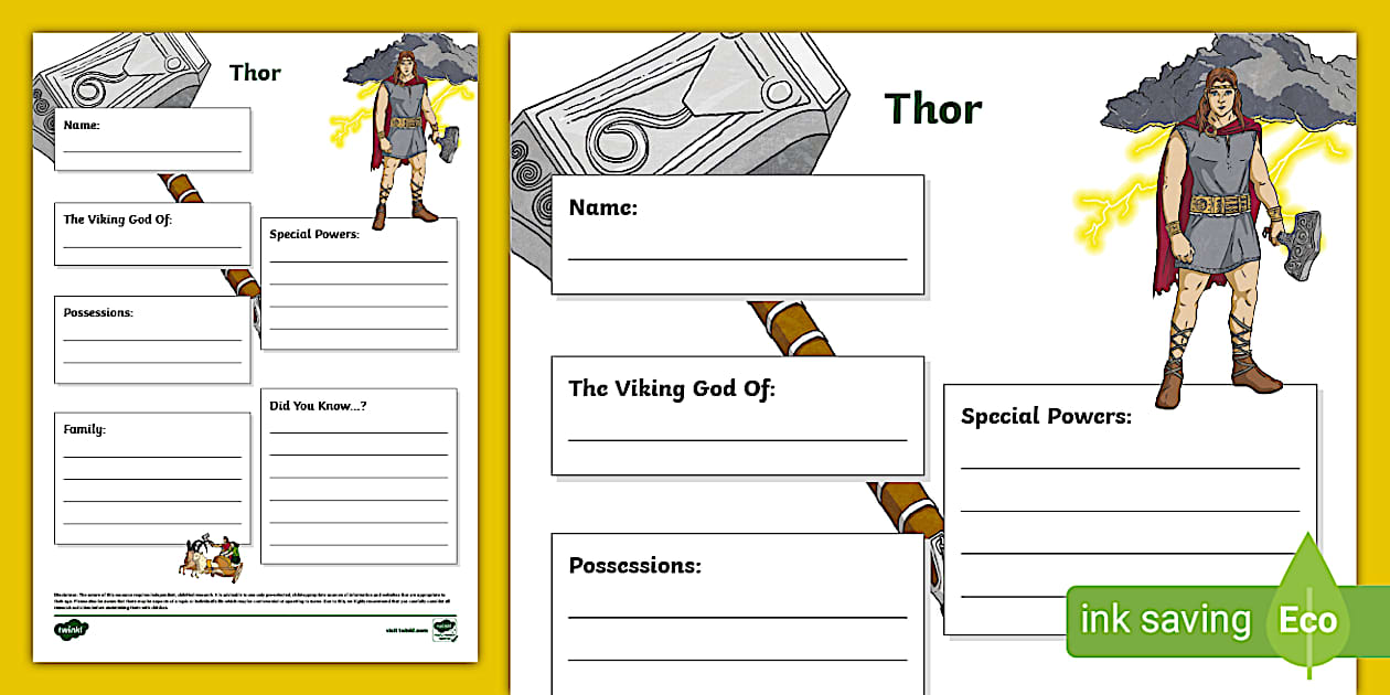 Thor Fact File Template (teacher made) - Twinkl
