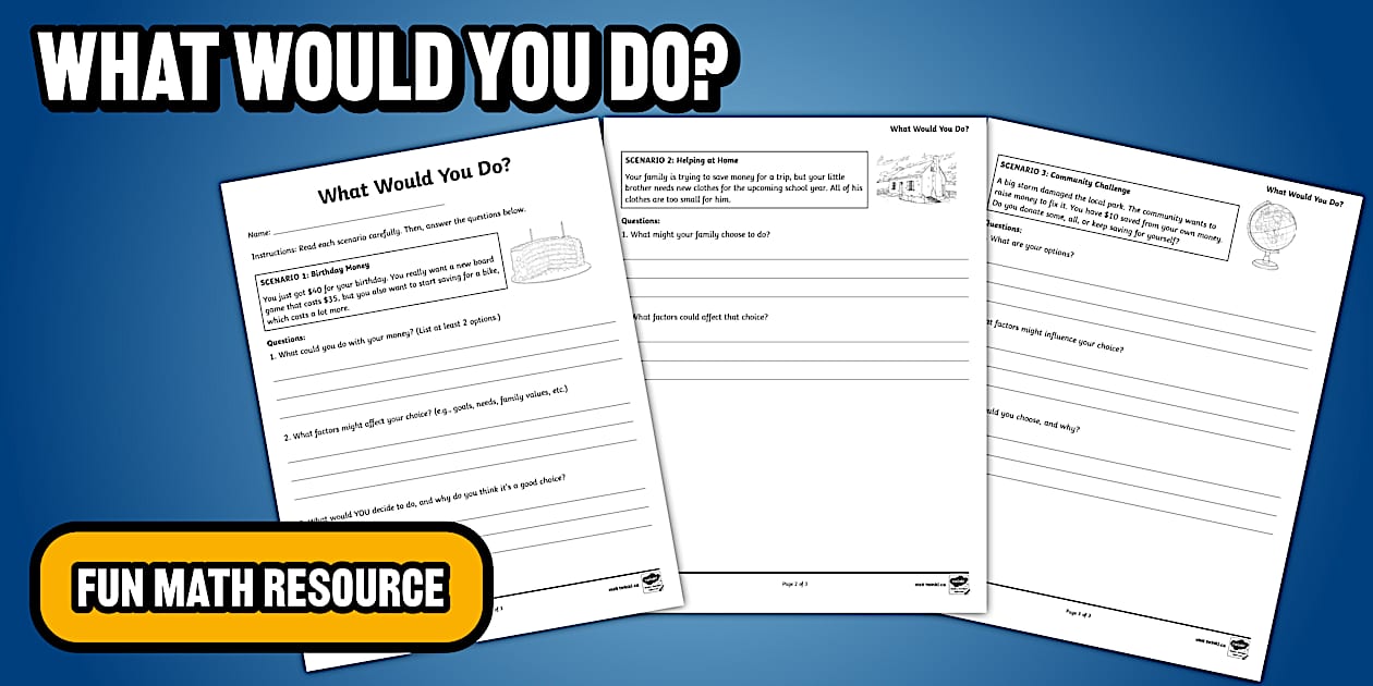 Spending or Saving Scenarios Activity Sheet