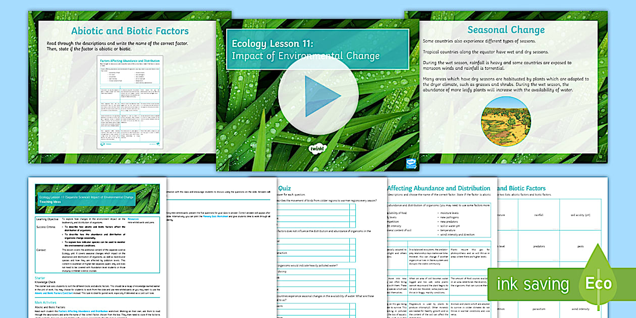 GCSE AQA Ecology (Separate) Lesson 11: Impact of Environmental Change ...
