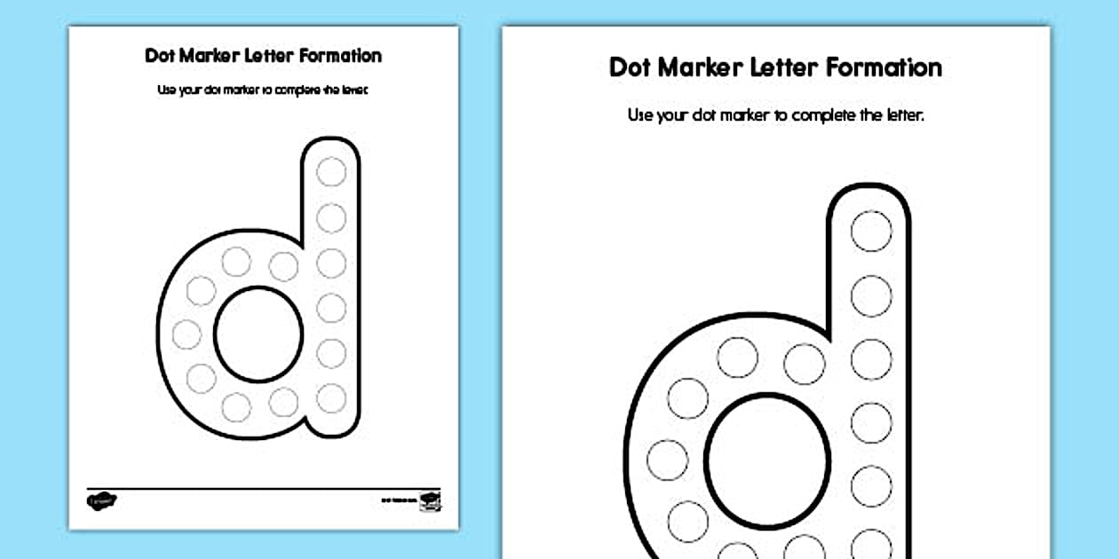 Lowercase Letter d: Dot Marker Letter Formation Worksheet