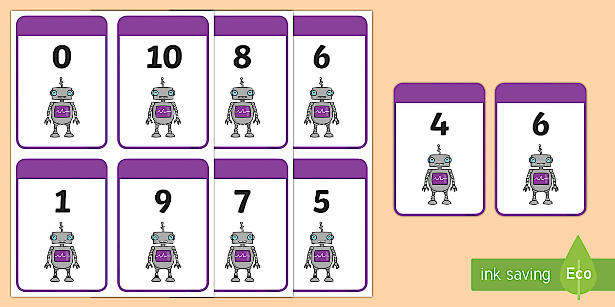 Number Bonds to 10 Matching Cards (Robots) (Teacher-Made)