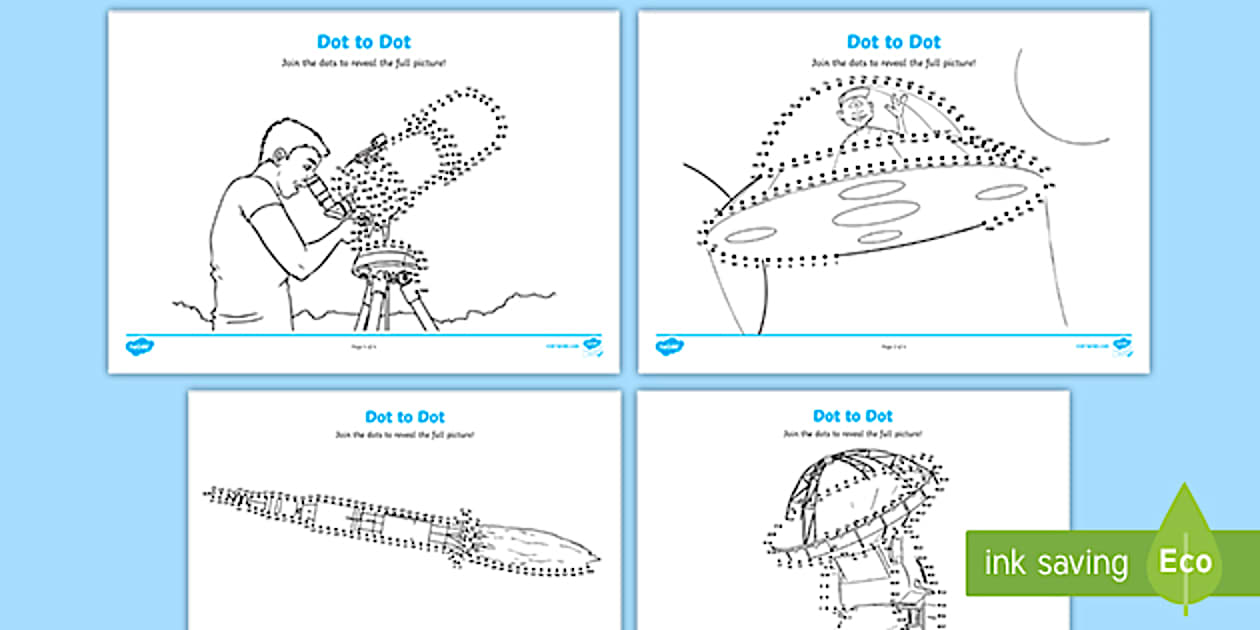 Space Dot to Dot to 100 Worksheets (teacher made) - Twinkl