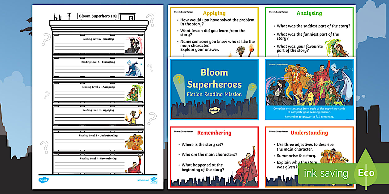 Bloom's Superhero Reading Resource Pack (teacher made)