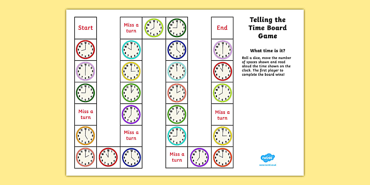 Telling The Time O'clock Board Game - Telling The Time Board Game KS1 O ...