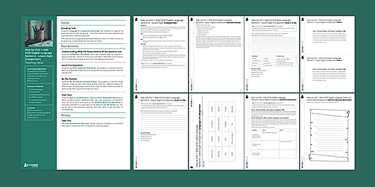 Editable AQA GCSE English Language Intervention Lesson 8