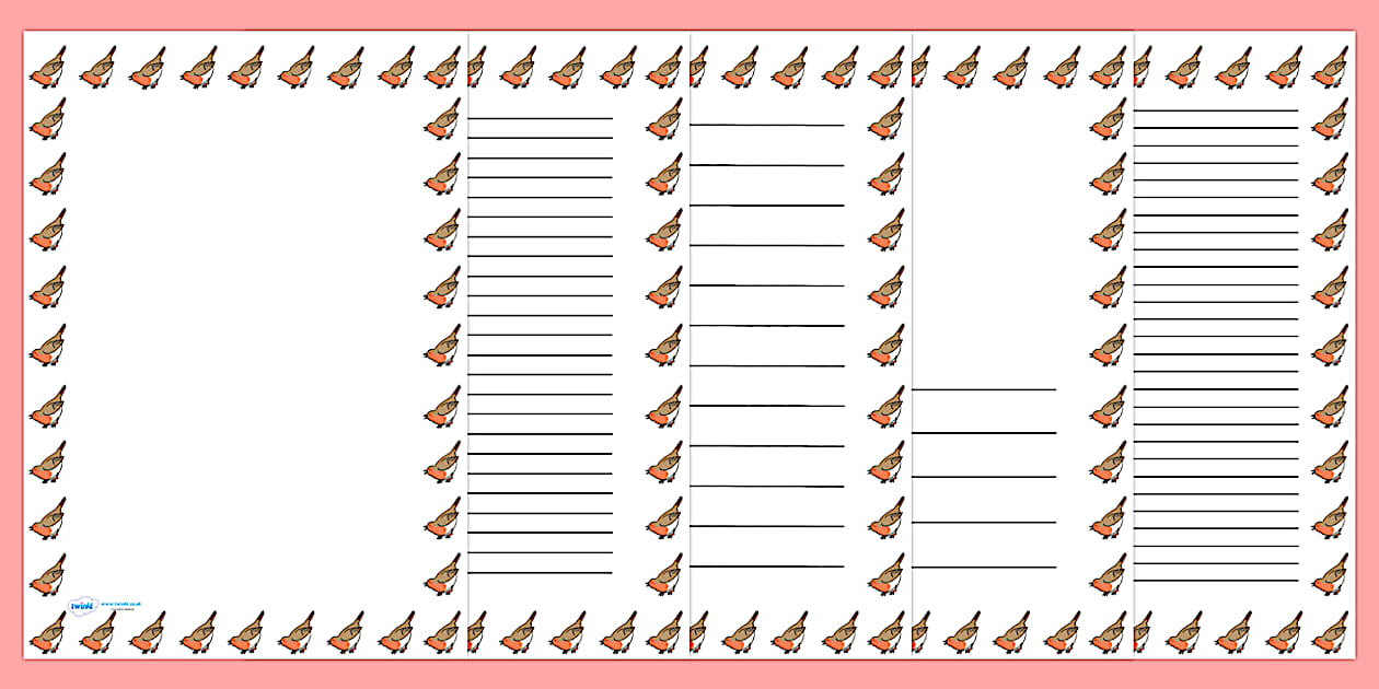 Robin Portrait Page Borders- Portrait Page Borders - Twinkl