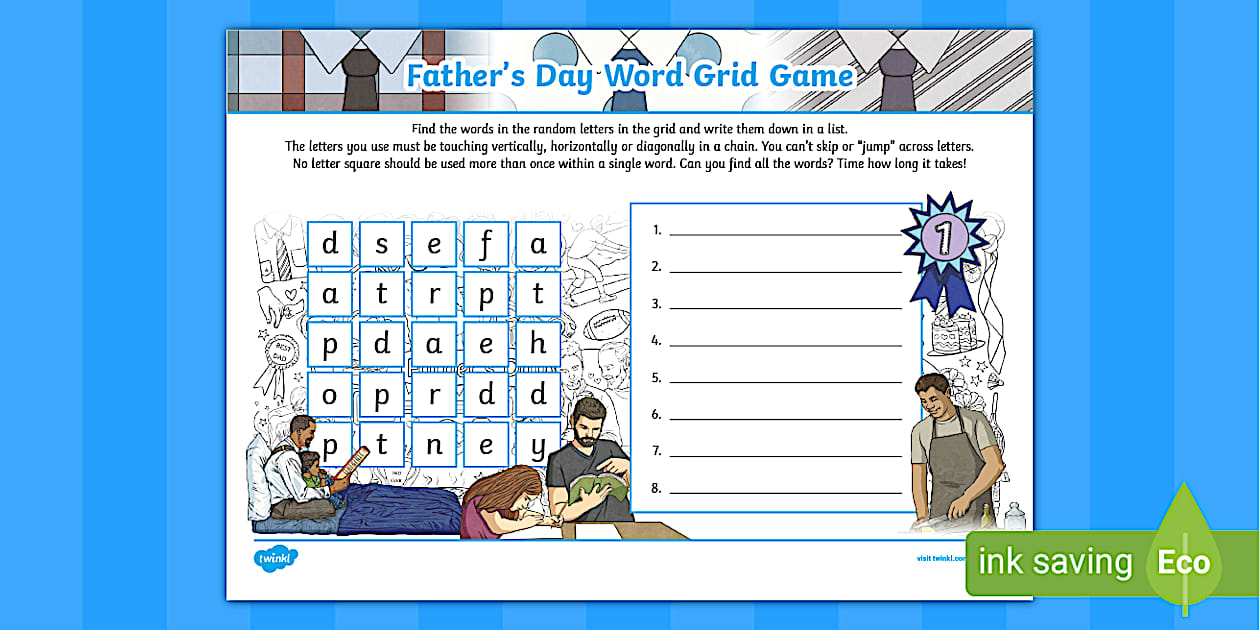 Father's Day Word Grid Game | Twinkl | Father's Day | KS2