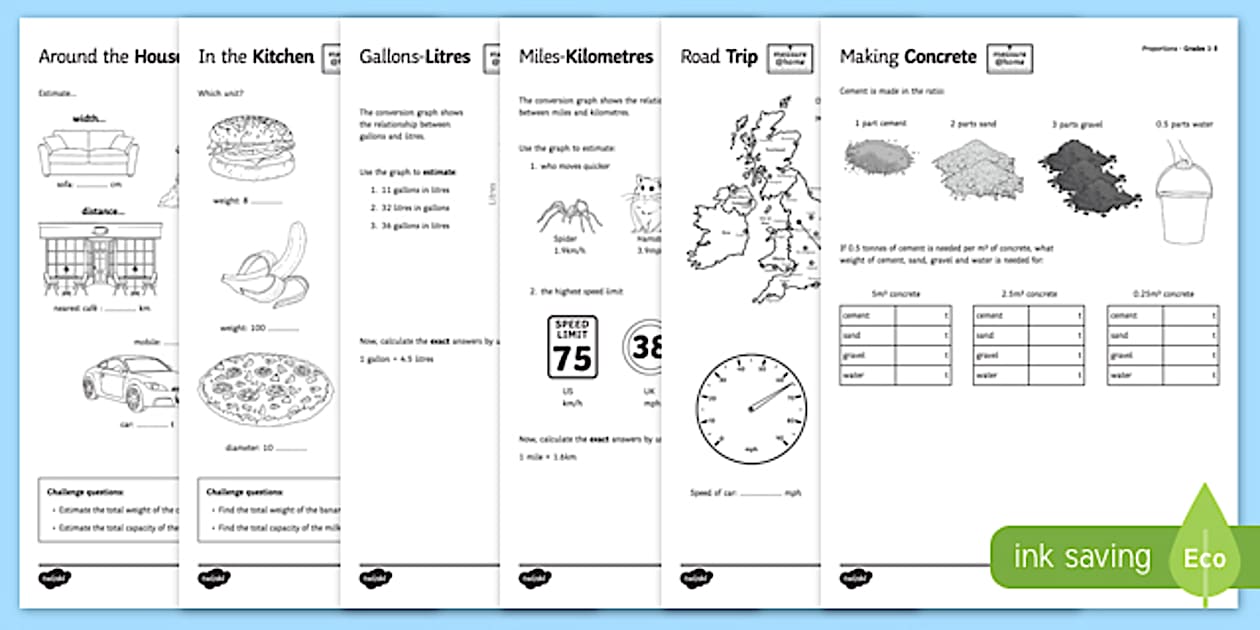 Measure at Home Measure Problems PowerPoint GCSE Grades 1-3 Worksheet