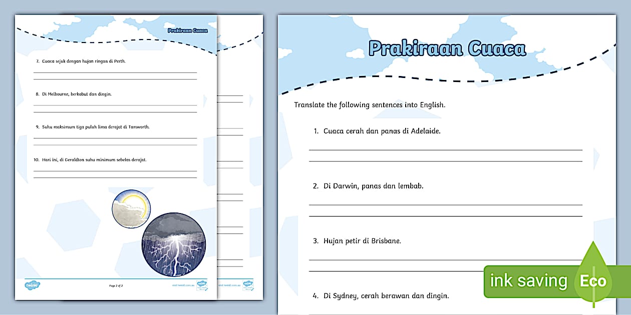 Weather Report Reading Comprehension - Indonesian - Twinkl