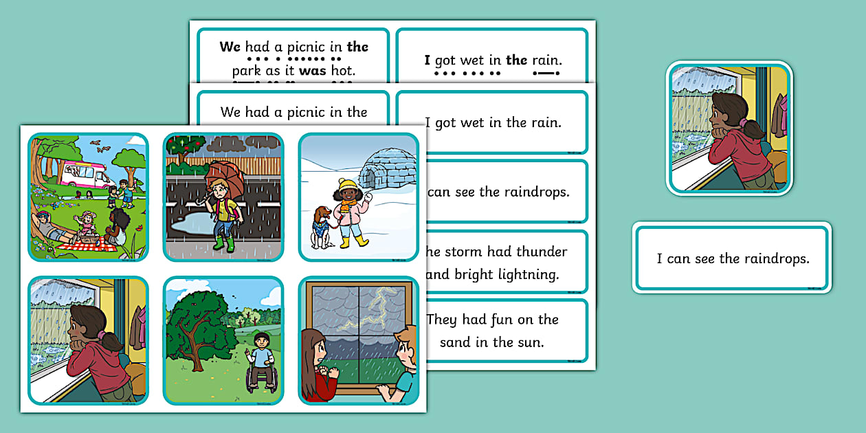 Weather Simple Sentence Matching Activity | Twinkl - Twinkl