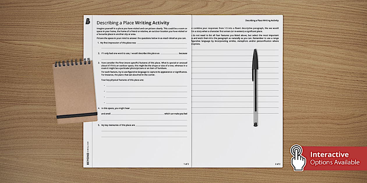 Describing a Place Differentiated Writing Task - Twinkl