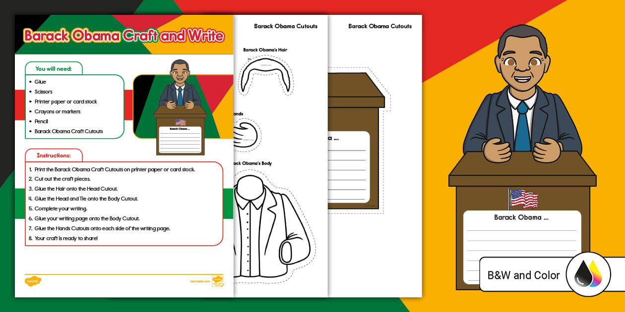 Barack Obama Craft and Write Activity (teacher made)
