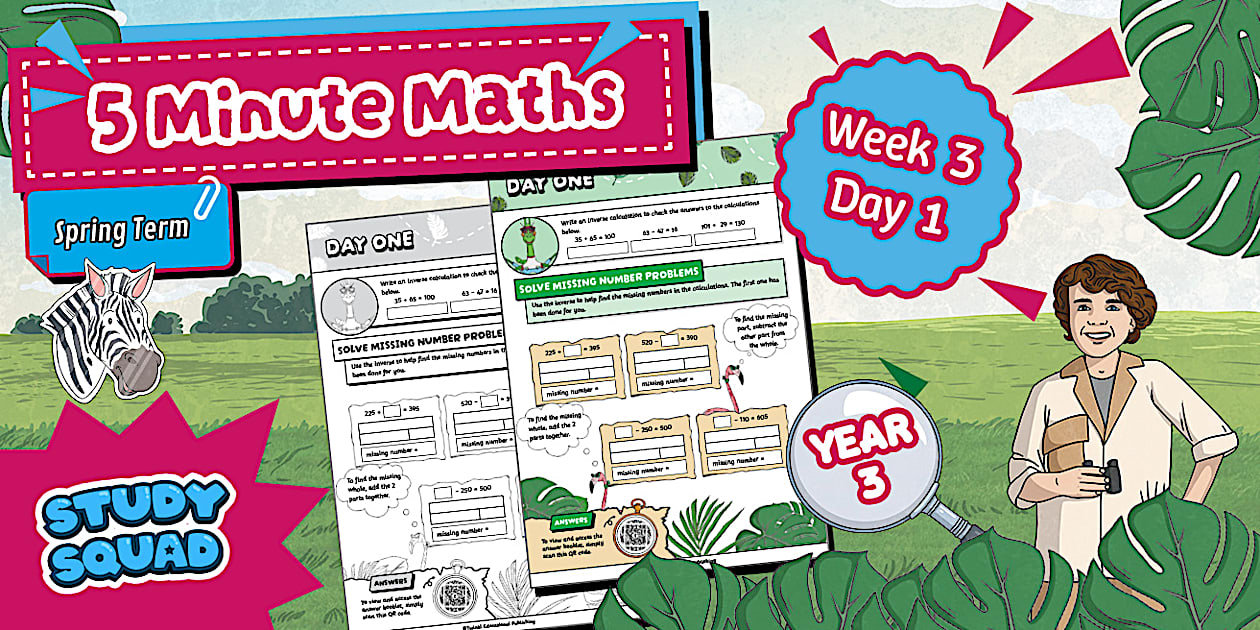 👉 Study Squad 5 Minute Maths - Year 3 Spring - Week 3 Day 1
