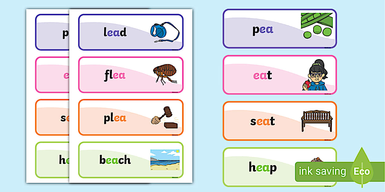 Spelling ea Words (long e) Word Cards - Twinkl