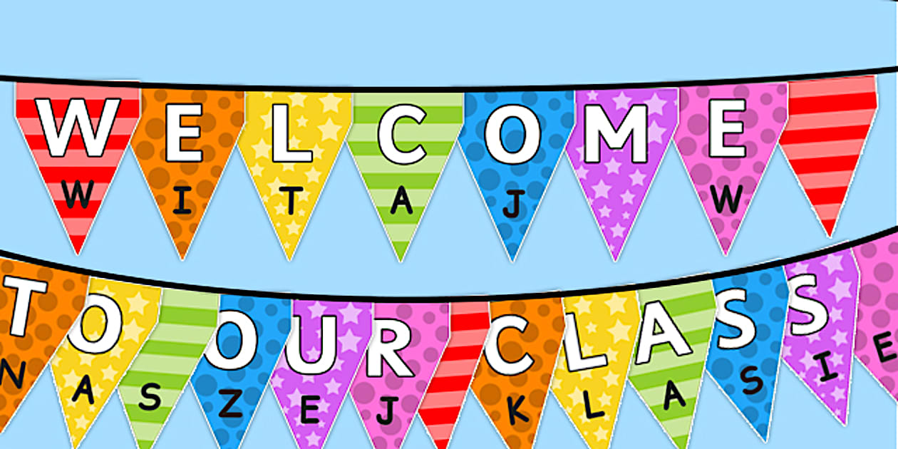 Welcome to Our Class Bunting Multicoloured Polish Translation