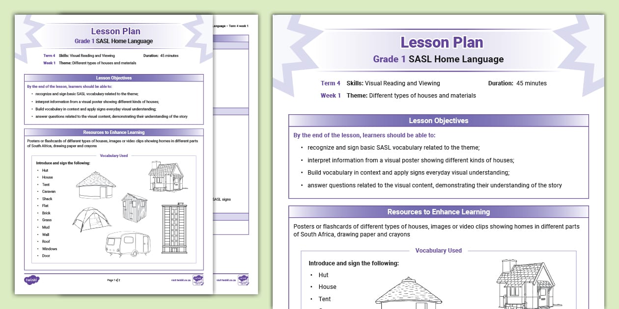 Grade 1 SASL Lesson Plan: Visual Reading and Viewing Term 4