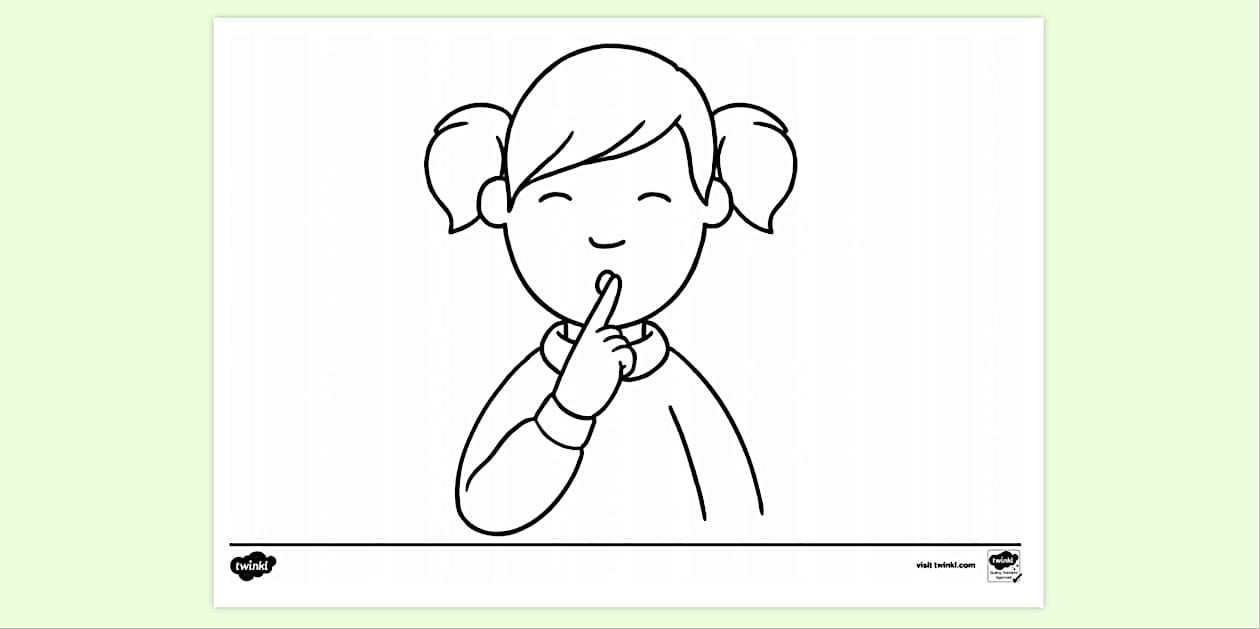 Girl With Finger Colouring Sheet | Colouring Sheets - Twinkl