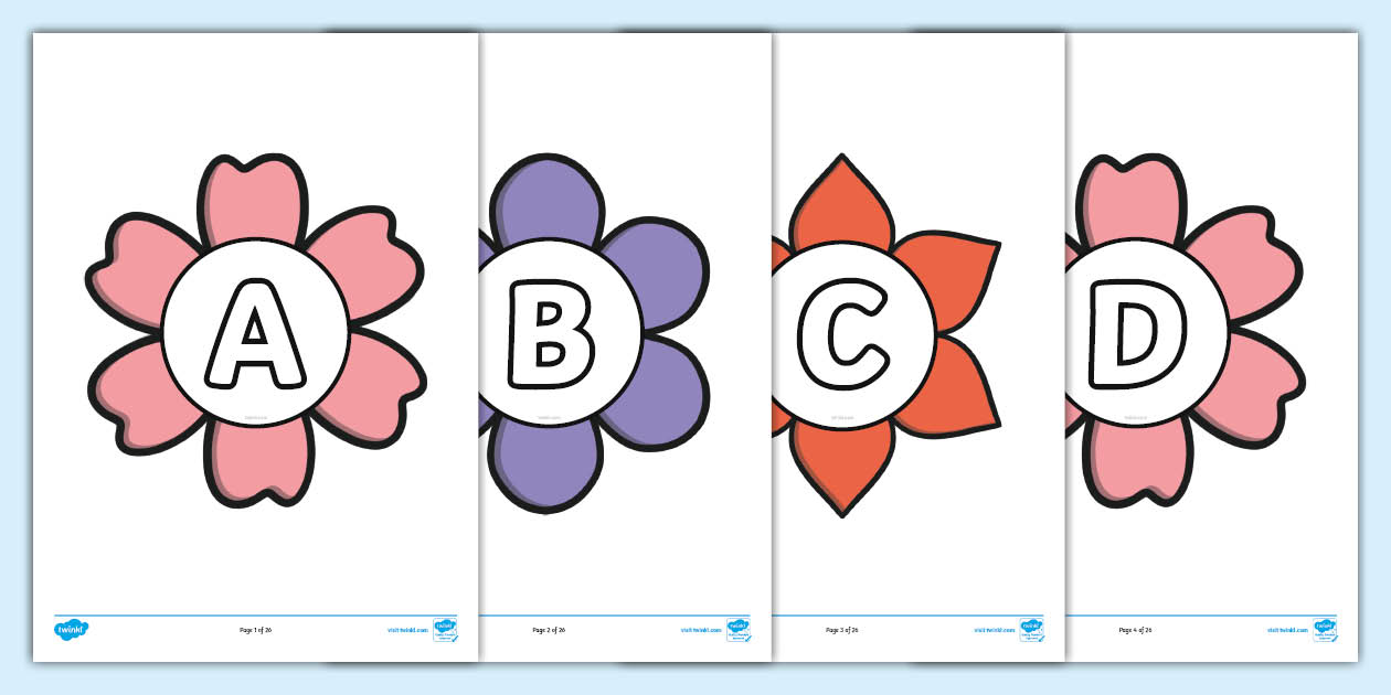 A-Z Alphabet on Flowers