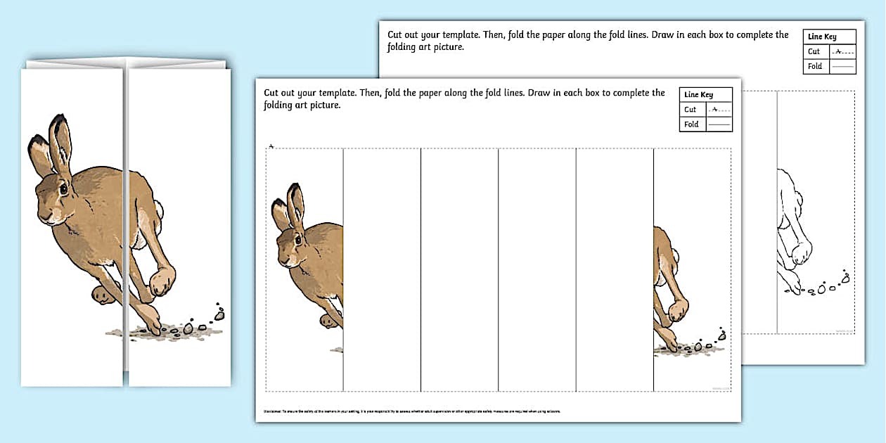 Hare Folding Art Template - Twinkl Artwork (teacher made)