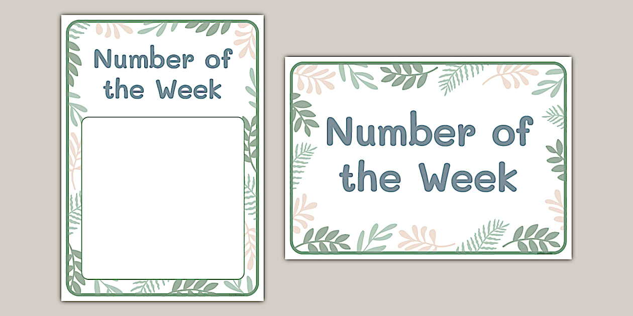 Botanical-Themed Number of the Week Display Poster - Twinkl