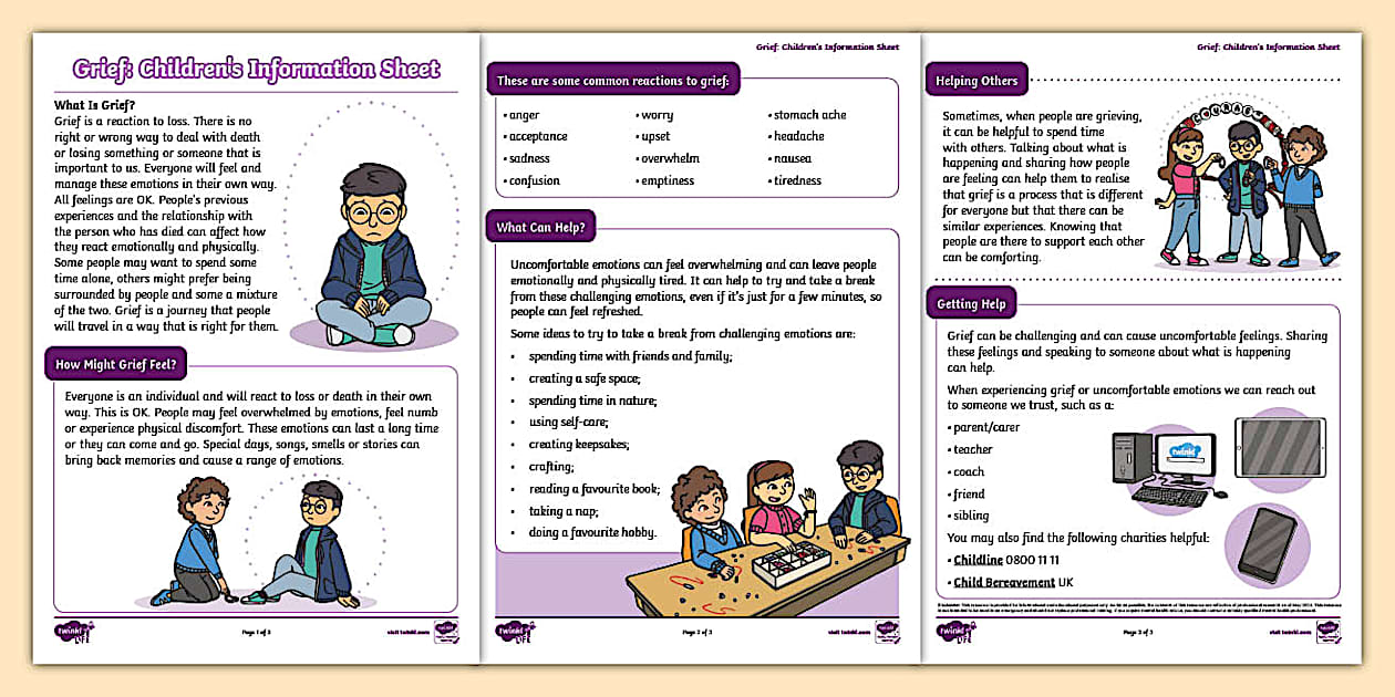 Grief: Children's Information Sheet KS1 (teacher made)