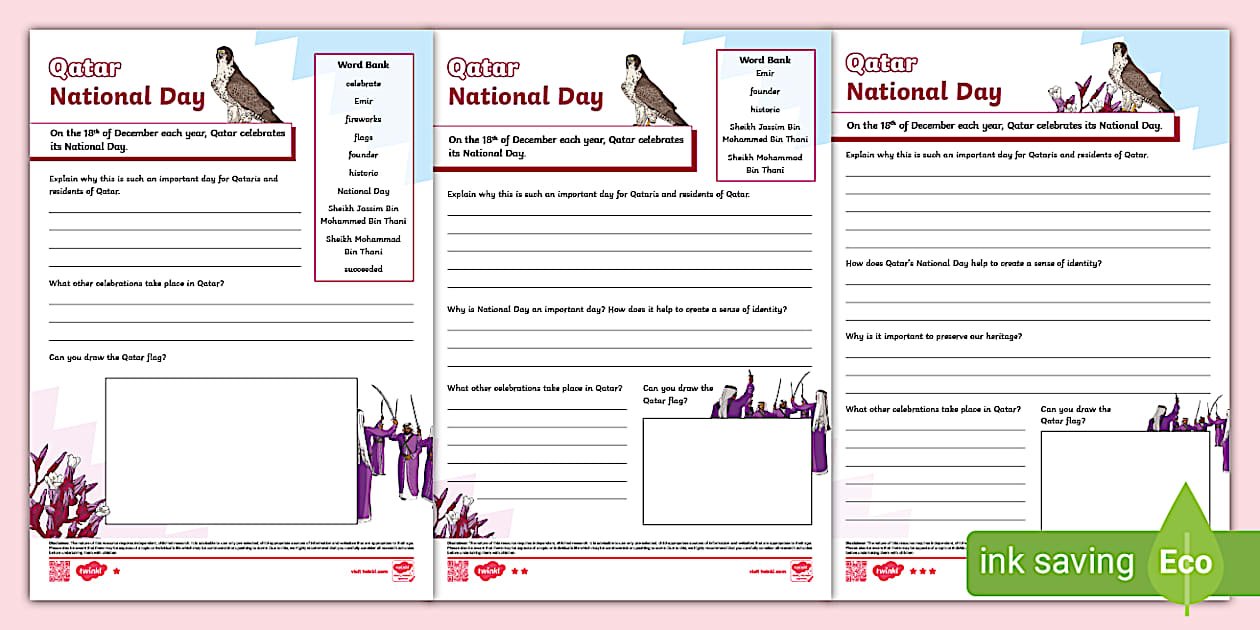 Qatar National Day Differentiated Activity Sheets