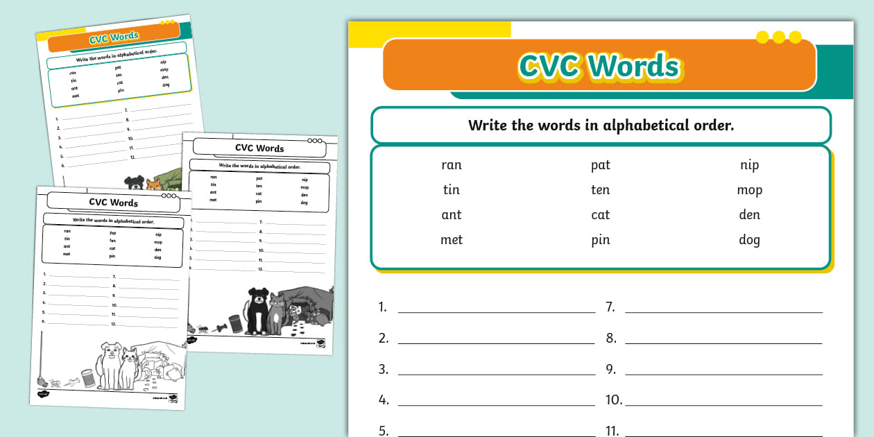 * NEW * CVC Words Alphabet Ordering Worksheet (teacher made)