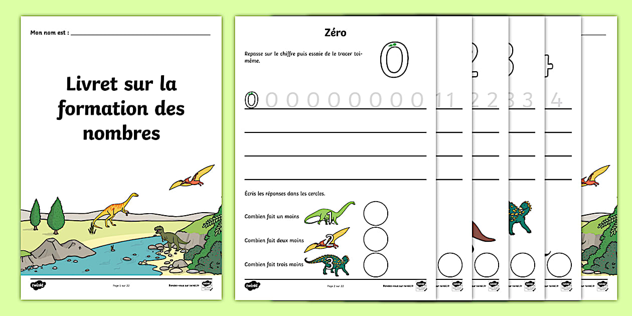 Livret sur la formation des nombres : Les dinosaures