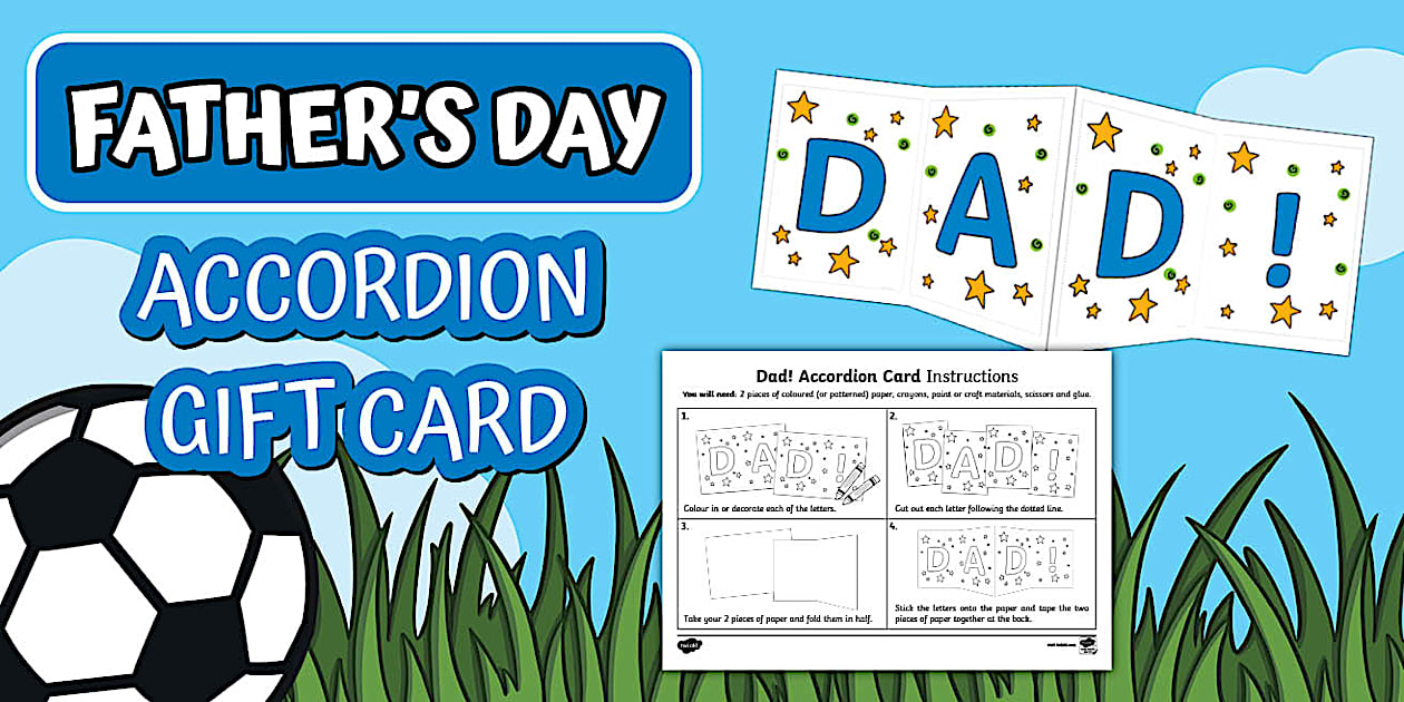 Dad Accordion Gift Card Template - Dad Accordion Card Template