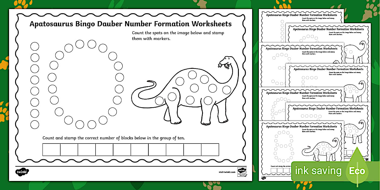 Free Apatosaurus Bingo Dauber Worksheets: for Children!